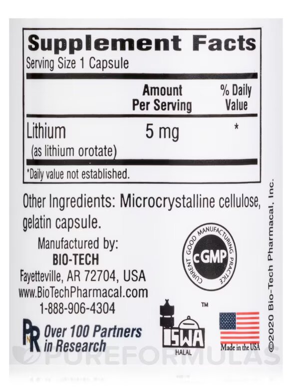 Lith-Oro Lithium Orotate 5mg. - Horizon Supplements